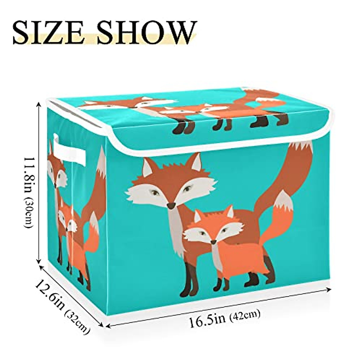 innewgogo Fox Storage Bins with Lids for Organizing Organizer Containers with Handles Oxford Cloth Storage Cube Box for Home