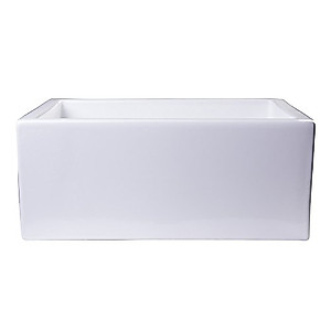 ALFI brand AB2418SB-W Smooth Thick Wall Fireclay Single Bowl Farm Sink, 24", White