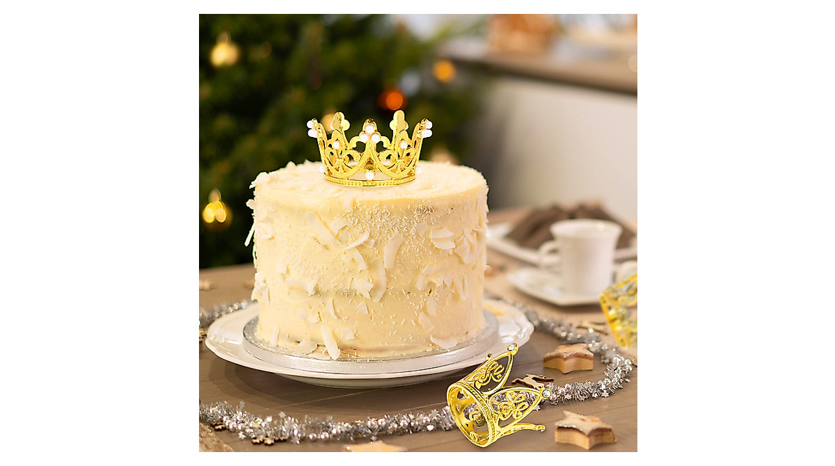 Gold Crown Cake Topper - 30 Mini Crowns for Weddings & Birthdays