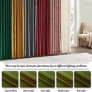 Timepr Olive Green 90 inches - Luxury Soft Velvet Curtains Light Filtering Privacy Thermal Insulated Grommet Backdrops for Living Room/Dining/Sliding/Glass Door, W52 x L90, Olive Green, 2 Panels