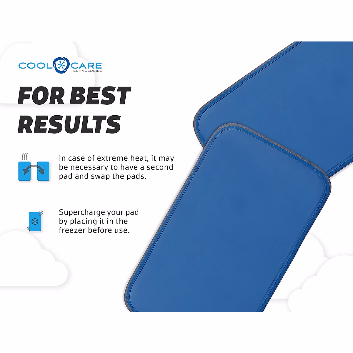 Cool Care Technologies Cooling Pad for Bed - Pressure Activated Gel Cooling Mattress Pad Provides Instant Cool Relief for 1 to 3 Hours- Place Cool Mat on Your Bed