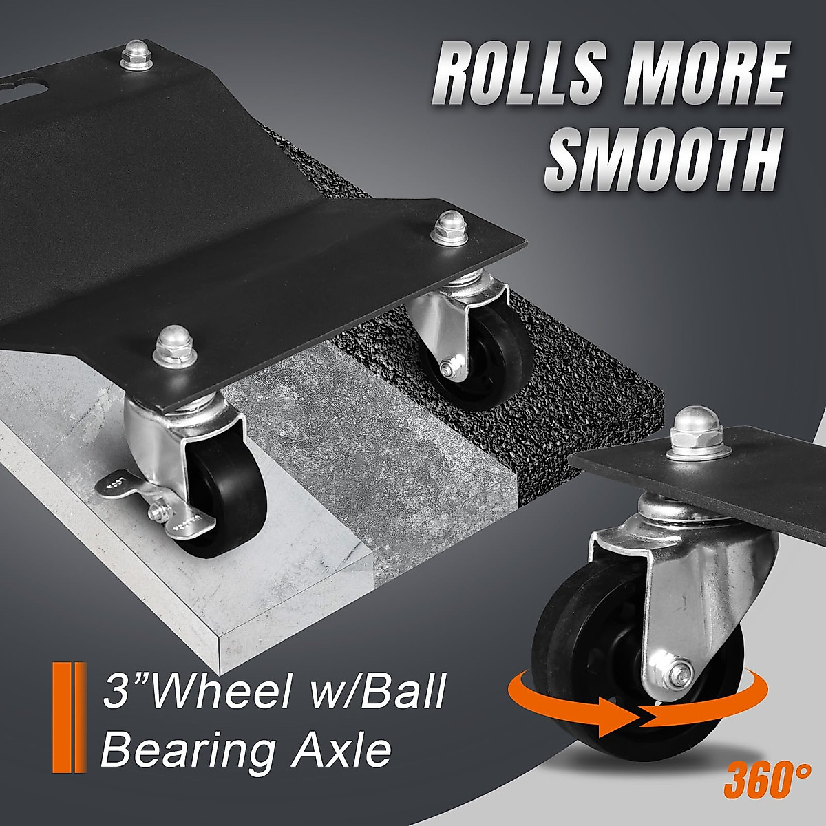 Jack Boss Car Dolly Set of 4, 6000lbs Capacity Wheel Dolly, Heavy Duty Vehicle Tire Skates, Steel Car Roller Dolly Moving Cars, Trucks, Black