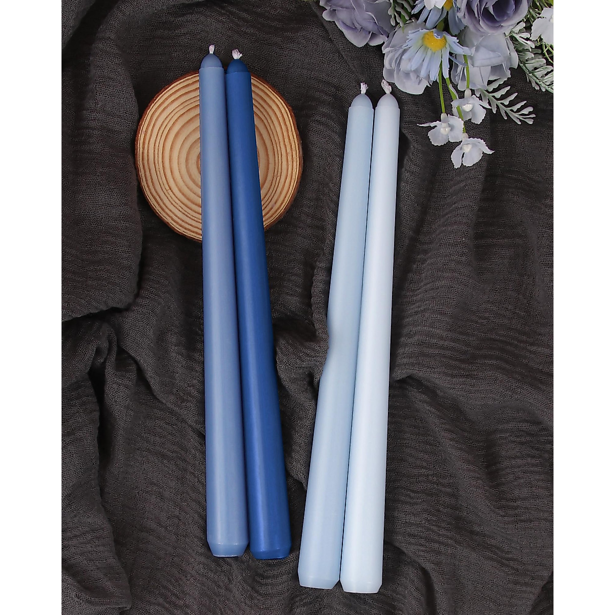 Viyffo 10 Inch Taper Candles Blue Set of 20 Unscented, Dripless, Smokeless Long Tall Tapered Candlesticks Wedding Home Decor Dinner-Natural Color Series