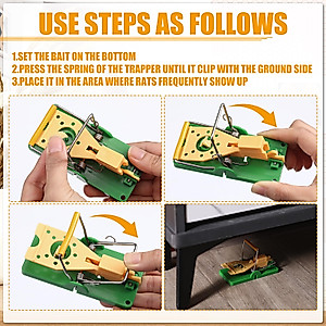 Qualirey Mouse Traps Green 2024 Edition Plastic Mice Trap Rat Traps with Yellow Cheese Color Board Quick Sensitive Effective Mouse Trap Safe Sanitary Mice Traps for House, Garage, Outside(12 Pcs)
