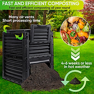 LEMY Garden Compost Bin, 80 Gallon Outdoor Compost Box for Fast Creation of Fertile Soil, Large Capacity, Black