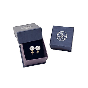 White 10-10.5mm AAA Quality Freshwater Cultured Pearl Earring Pair For Women - 14K White Gold Post