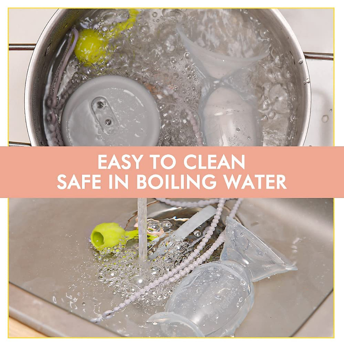 haakaa Manual Breast Pump 150ml with Flower Stopper, Silicone Lid & Silicone Strap Set Breastfeeding Essentials