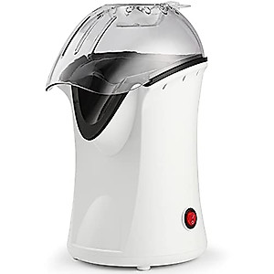 Nictemaw Hot Air Popcorn Popper, 4 Cup, 1200W Electric Popcorn Machine with Measuring Cup and Removable Top Cover, 3 Minutes Quick Popcorn Maker for Home Use, White