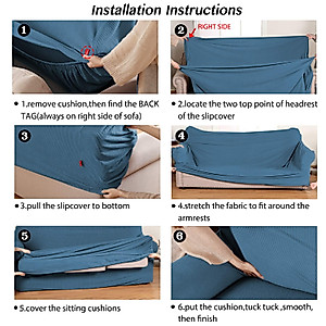 Turquoize Chair Slipcover with Separate Cushion Cover Bundle Ottoman Slpcover，Dusty Blue