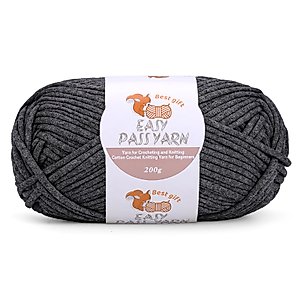 Fedmut Yarn for Crocheting -200g Beginners Chunky Cotton Yarn Easy-to-See Stitches Thick Worsted Yarn for Knitting Craft -Grey
