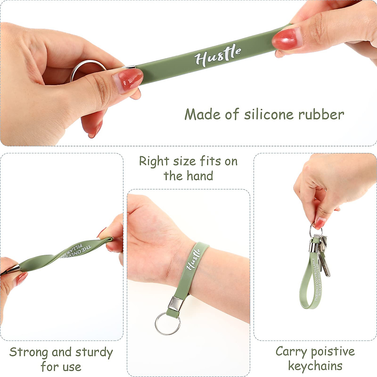 Sureio 24 Pcs Motivational Keychains Inspirational Quote Silicone Keychains Positive Word Signs Bulk for Adults(Multi Color)