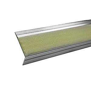 MASTER STOP 425NS10060010 Photoluminescent Stair Tread, 1" Height, 2.6" Depth, 60" Length, Aluminum, Mineral Abrasive Glow in The Dark, Anti-Slip Surface