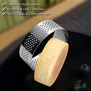 WSNM Steel Perforated Tart Rings,Heat-Resistant Porous Cake Mousse Molds,Non-Stick Bottom Tower Pie Cake Rings