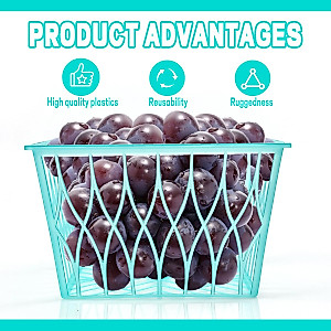 Esamploe 80 Pcs Berry Basket,Fruit Storage Containers for Fridge,Pint Sized Fruit Basket,Portable Plastic Berry Baskets,Cutout Design Berry Baskets for Fridge,Living Room,Farm and Crafts