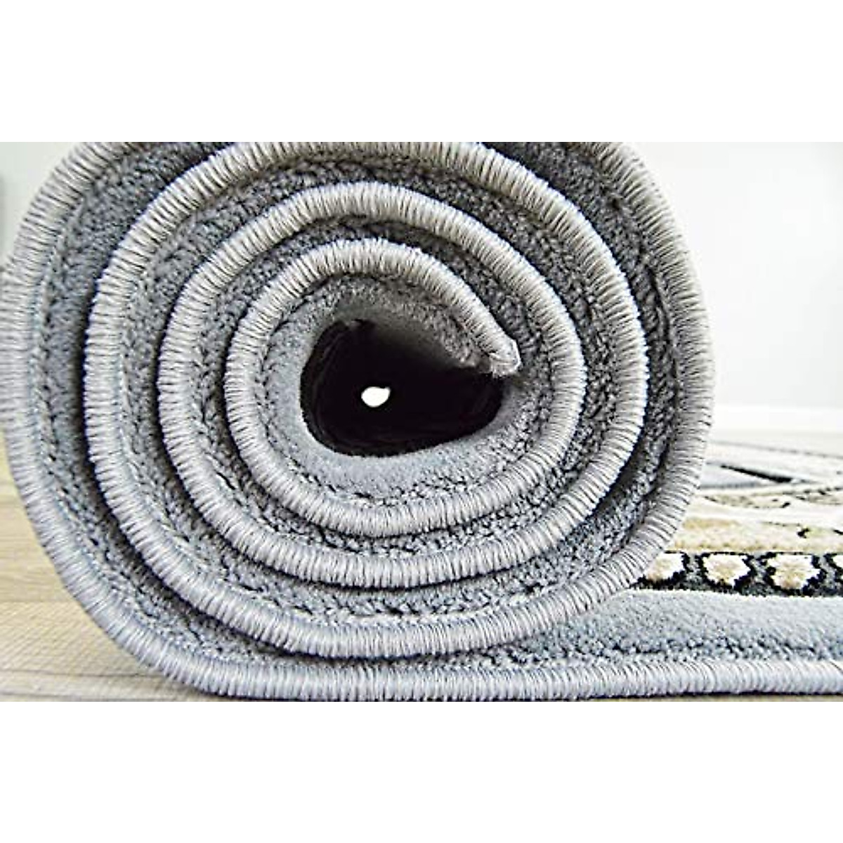 PlanetRugs Glamour Design 206 3D Hand Carved Traditional Rug Oriental Floral 7'9''x10'8'' Grey Beige