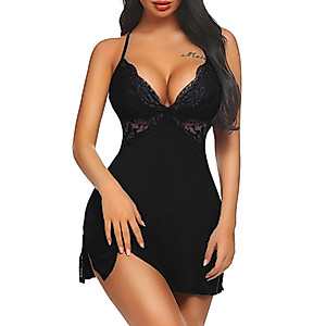 Avidlove Women Lingerie Lace Chemise Sleepwear Womens Nightgowns Sexy Black Large