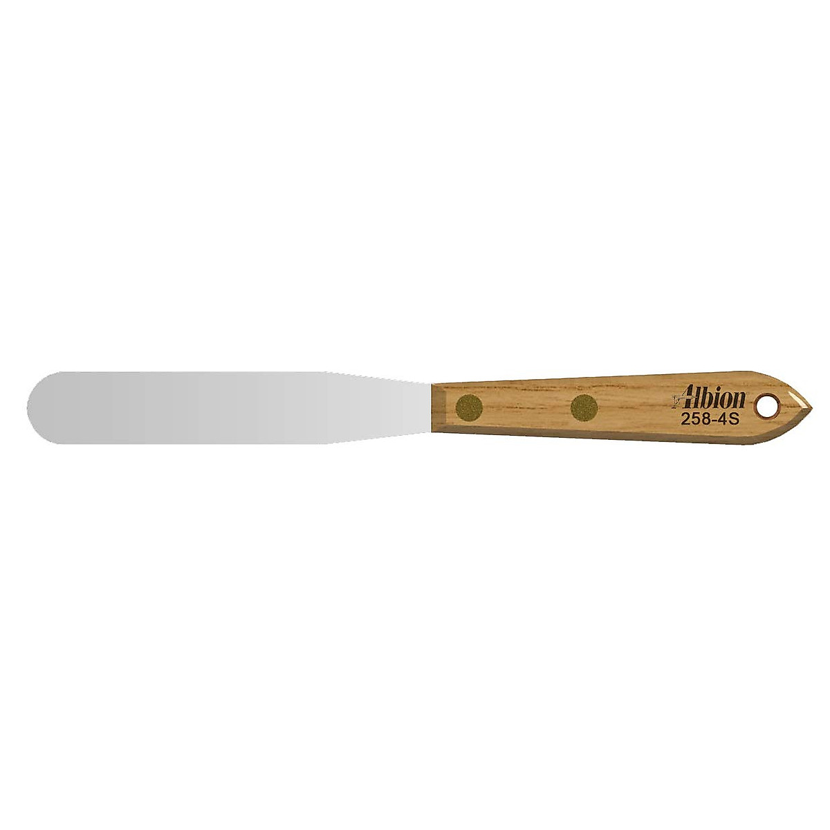Albion Engineering Company 258-4S Classic Spatula, Stainless Steel, Hardwood Handle, 3/4" Wide Tip x 4" Long Blade