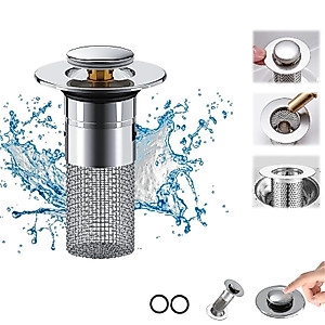 Generic Stainless Steel Floor Drain Filter,Pop-up Sink Filter,Bathroom Sink Stopper with Drain Hair Catcher,Bathroom Sink Strainer for Kitchen,Bathtub,Sink Water Pipe and Floor Drain 1pcs, 2.32*2.6in
