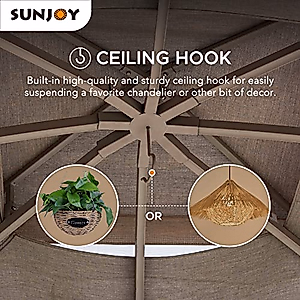 Sunjoy 11 ft. x 13 ft. Gazebo with Sunbrella Shade Fabric Canopy Roof, Outdoor Patio Steel Frame 2-Tier Soft Top Gazebo with All Aluminum Posts,5 Years Non-Fading