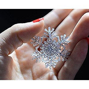 MODERN CHRISTMAS CLEAR CRYSTAL SNOWFLAKE BROOCH PIN MADE AUSTRIAN CRYSTALS (Brooch)