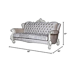ACME Versailles Sofa w/5 Pillows - 52105 - Ivory Velvet & Bone White