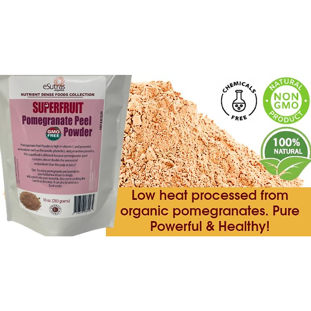 eSutras Organics Pomegranate Peel Powder Superfood, 10 Ounce