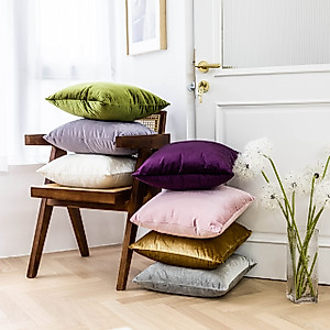 Home Brilliant Pillow Covers 18x18 inch for Couch Supersoft Velvet Square Solid Decor Pillow Case for Bench Garden Furniture, 45x45cm, Royal Blue