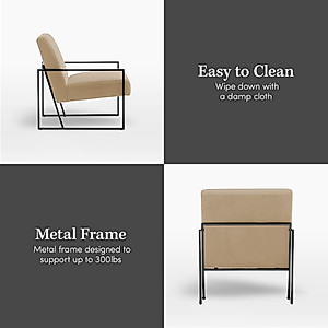 eLuxurySupply Accent Chair - Modern Industrial Slant Armchair with Layered Foam and Metal Frame - Premium High Density Soft Cushion for Supreme Comfort - Easy Assembly 2 Pack