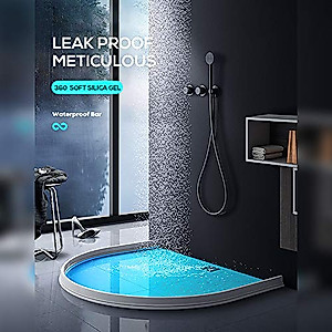 Hi-Na 3ft/5ft/6ft/8ft10ft Collapsible Shower Threshold Water Dam Watei Barrier for Shower and Water Stopper Keeps Water Inside Water Threshold for Wet and Dry Separation (8ft)