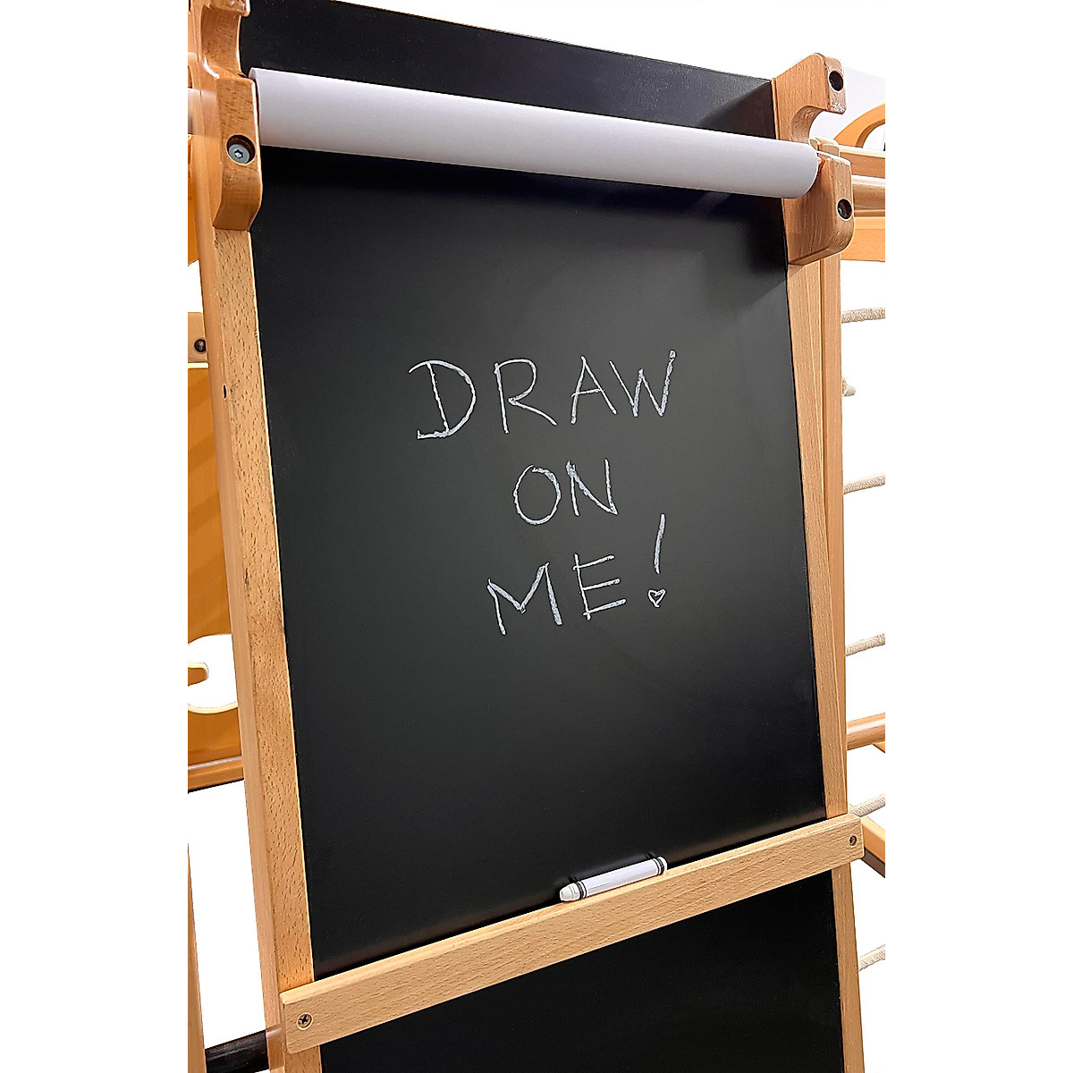 Hopscotch Squad Activity Indoor Kids Playground Jungle Climbing Gym, Toddlers Wooden 9-in-1 Play Set Climber