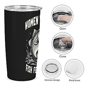 Women Want Me Fish Fear Me Funny Fishing 20 OZ Stainless Steel Tumbler Travel Car Coffee Mug with Straw Lid Cleaning Brush Coffee Tumbler Mug for Women Men