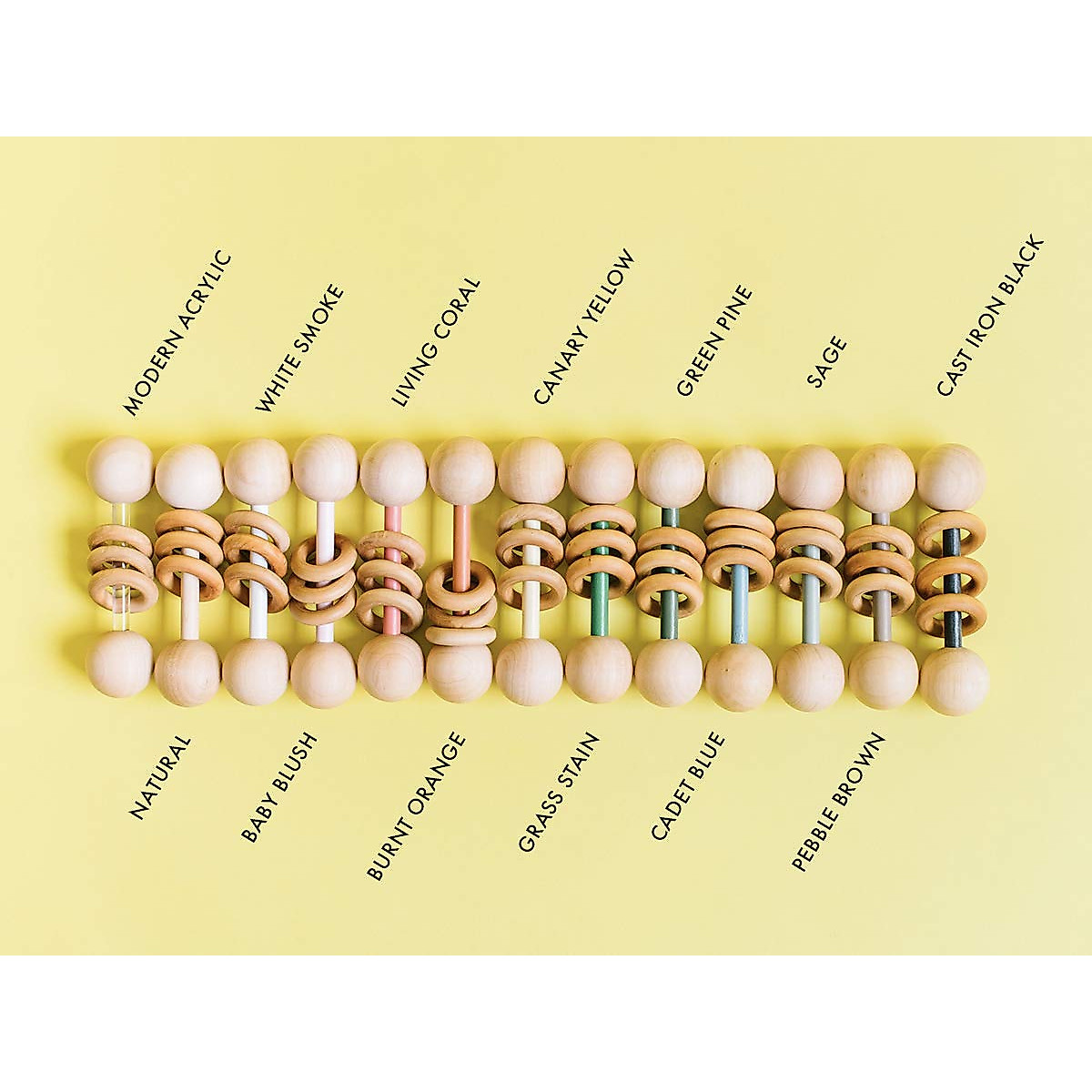 Wood Baby Rattle Teether by Homi Baby, Perfect Montessori Grasping Teething Toy for Babies, Handmade in The USA, Sealed with Organic Virgin Coconut Oil & Beeswax (Natural)