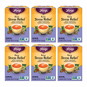 Yogi Tea - Kava Stress Relief (6 Pack) - Eases Tension and Promotes Relaxation - Caffeine Free - 96 Herbal Tea Bags