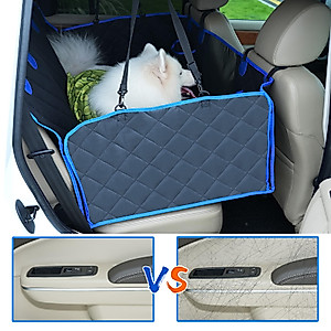 H HOH-Tech Back Seat Extender for Dogs,Hard Bottom Dog Car Seat Cover for Back Seat Bed,Anti-Scratch Dog Hammock for Car Travel,Backseat Portable Car Camping Pad for SUV Truck (Blue)