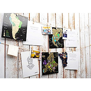 Scratch off map World Scratch card Greeting Cards Detailed 6 Continents wall map Scratch Card Black Gold Push Pin map for Travelers personalized by Mymap