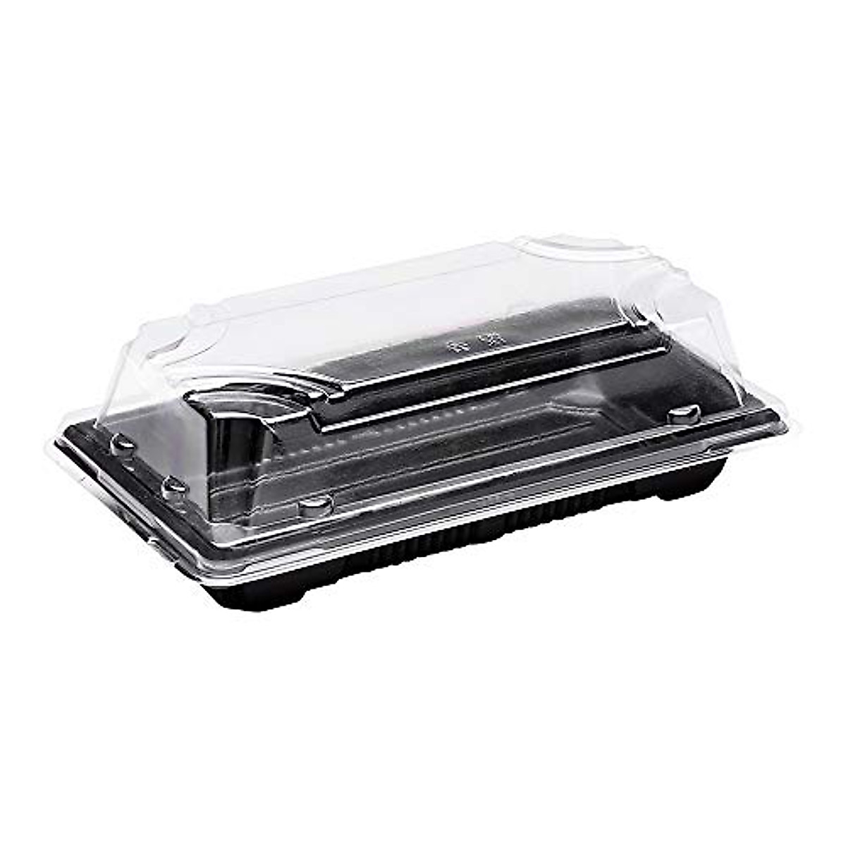 Restaurantware Roku 6 x 3.5 Inch Sushi Trays, 100 Disposable Sushi Containers With Lids - Small, Rectangle, Black Plastic To Go Containers, Take Out Containers For Appetizers, Entrees, or Desserts