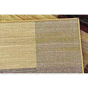 Unique Loom Barista Collection Modern, Rustic, Geometric, Squares, Urban, Warm Colors Area Rug, 9' 0" x 12' 0", Multi/Beige