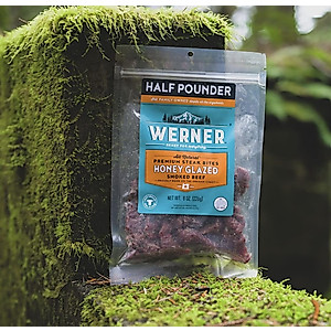 Werner Premium Steak Bites All-Natural Half Pounder Bag – 8 Ounce Resealable Bag of Premium Steak Jerky Bites Smoked Beef Snack (Honey Glazed)