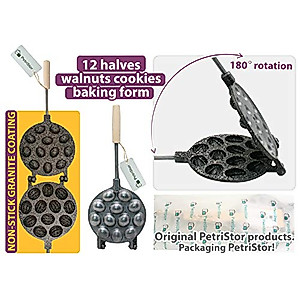 Walnut Cookie Maker 12 halves non-stick coating granite stone Cookies Pastry