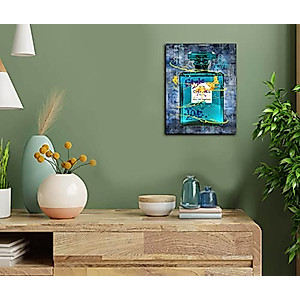 CIRABKY Fashion Wall-Art Canvas - Teal Wall Decor For Bathroom - Perfume Wall Art Bedroom Wall Decor For Women Size 15 x 11.5 Inches