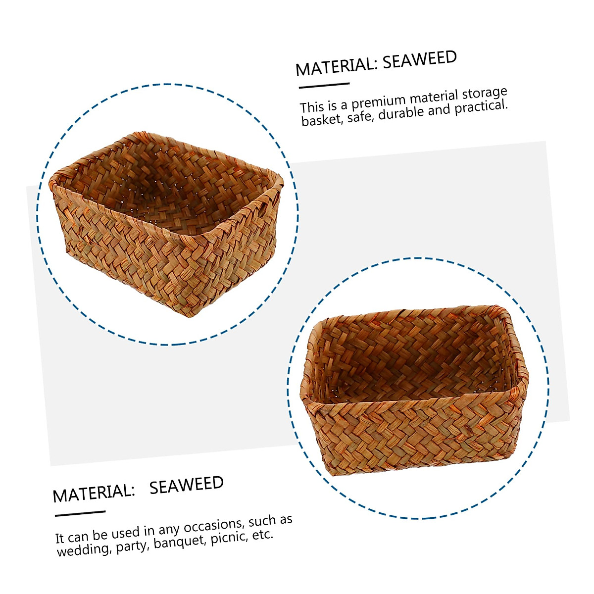 Holibanna Retro Decor 2 Pcs Woven Storage Box Manual Rattan Basket Seaweed Wicker Storage Basket