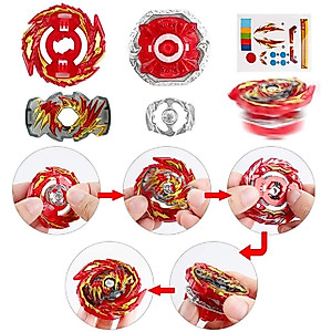 Bey Battle Burst Blade Evolution GT B-155 Booster Master Diabolos.Gn Red Left and Right Launcher Handle Starter Set Gaming Top God Bay Lr Bey Sparking Launcher Battling Tops Spinning Toys