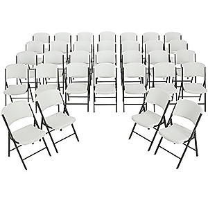 Lifetime 4 60-Inch Round Folding Tables with 32 Folding Chairs - White Granite