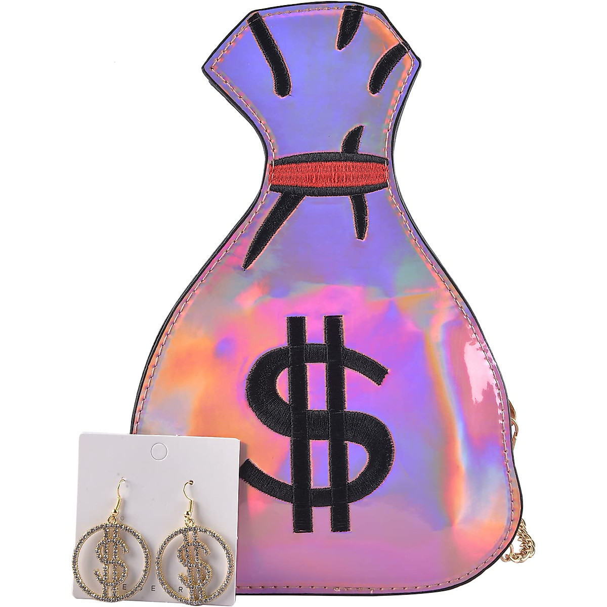Women's PU Hologram Laser Money Bag Design Purse Handbags Cross-Body Messenger Shoulder Bag A-pink