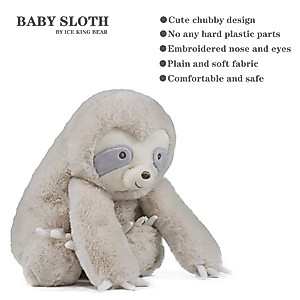 Ice King Bear Baby Sloth Stuffed Animal Plush Toy, 10 Inches, Cute Beige