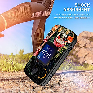 EDGFRTOIO Case for Alcatel Go Flip 4 / TCL Flip Pro/TCL Flip Phone Case with Tempered Glass Screen Protector, Anti-Slip Kickstand Shockproof PC Stylish Cover for TCL Flip Pro, Mushroom Fairy Garden