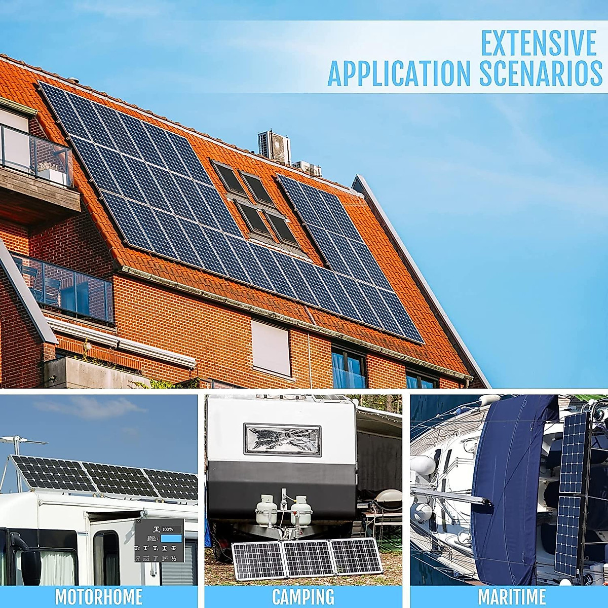 4 Pcs (2 Set) Adjustable Solar Panel Tilt Mounting Brackets - Solar Panel Mount Bracket Stand Support Solar Panels with 100W 200W 300W 400W for RV, Roof, Boat, Flat Surface