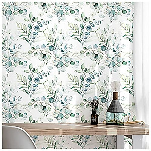 Floralplus Peel and Stick Wallpaper Boho Eucalyptus Leaf Wallpaper Removable Wallpaper Peel and Stick Floral Stick On Wallpaper for Bedroom Home Decor 17.7x118in