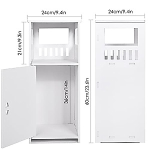 Bathroom Floor Storage Cabinet White,Narrow Space Cabinet with Door and Shelf,Bathroom Furniture Cabinet,Side Organizer Rack Stand Table,Side Table/Nightstand/Side Cabinet for Bedroom Living Room.