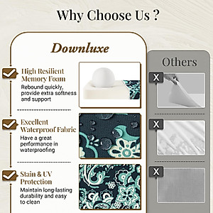 downluxe Outdoor Chair Cushions Set of 4 for Patio Furniture, Water-Resistant Round Corner Patio Chair Cushions with Ties, High Density Foam Outdoor Seat Cushion, 17" X 16" X 2", Green Paramecium